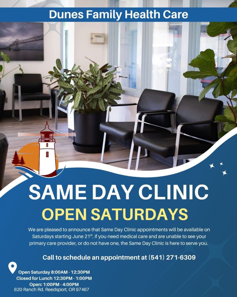 Same Day Clinic Open Saturdays • Lower Umpqua Hospital